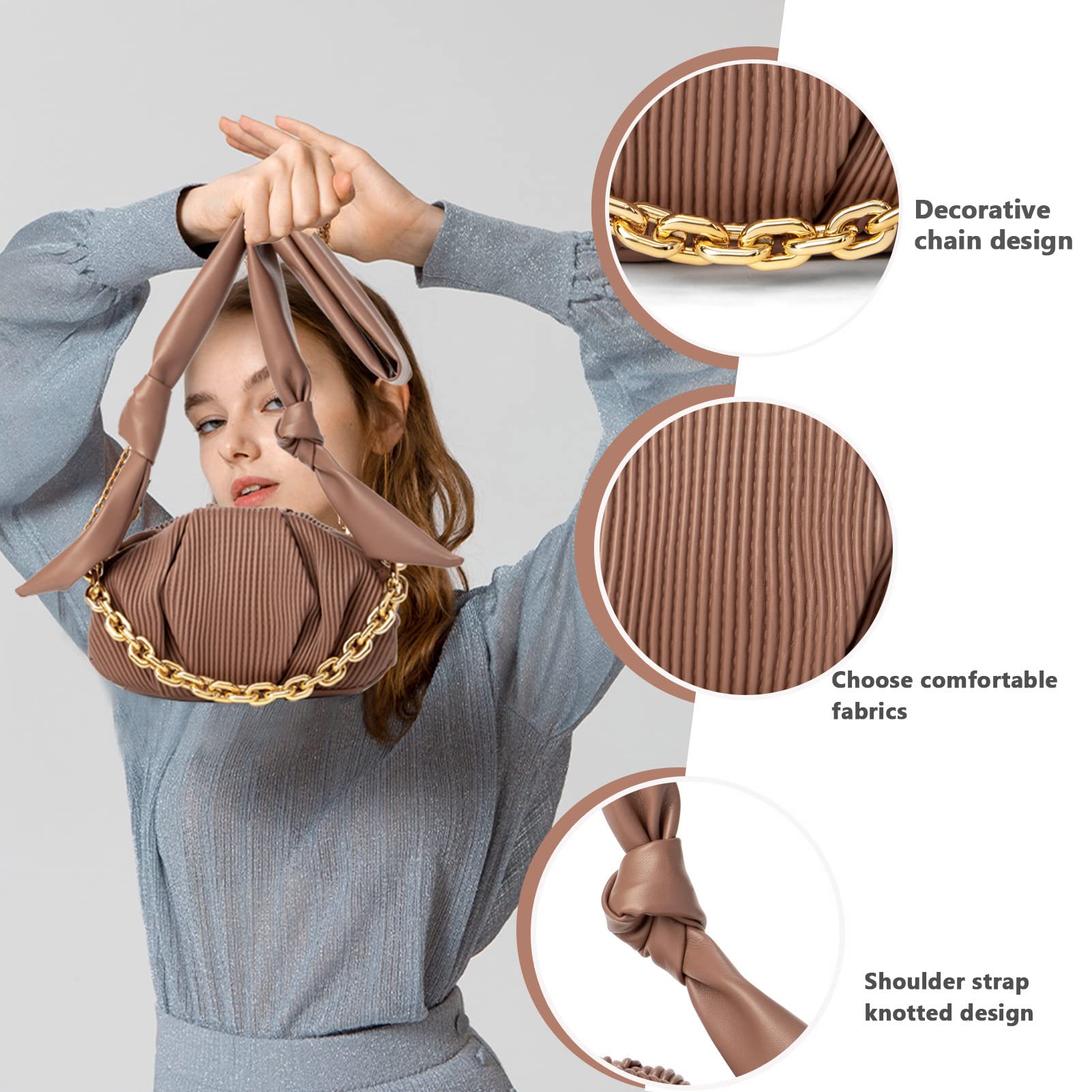 KingTo Crossbody Clutch Handbag Purse for Women Designer Dumpling Shoulder Bag Soft Cloud Pouch Bag Tote Bag