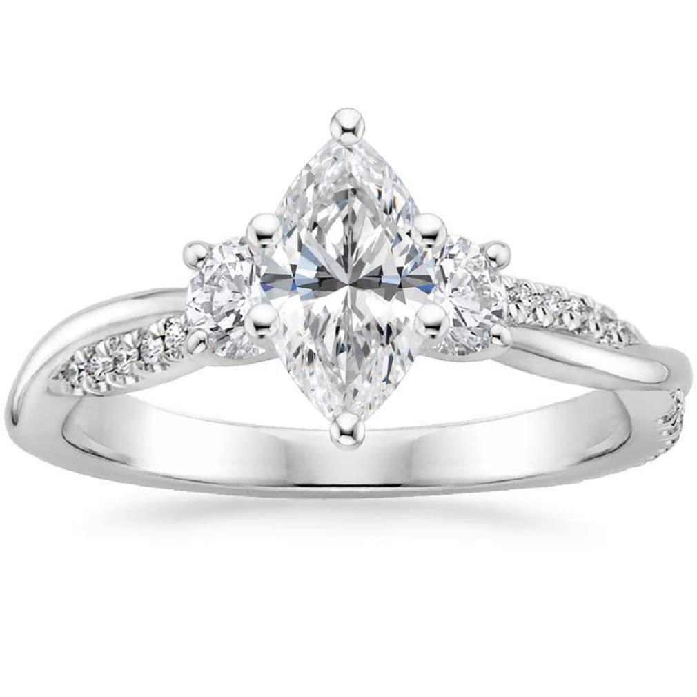 JEWELERYIUM 1 CT Marquise Cut Colorless Moissanite Engagement Ring, Wedding/Bridal Ring Set, Solitaire Halo Style,Solid Sterling Silver Vintage Antique Anniversary Bridal Jewelry, Gorgeous Gift (4)