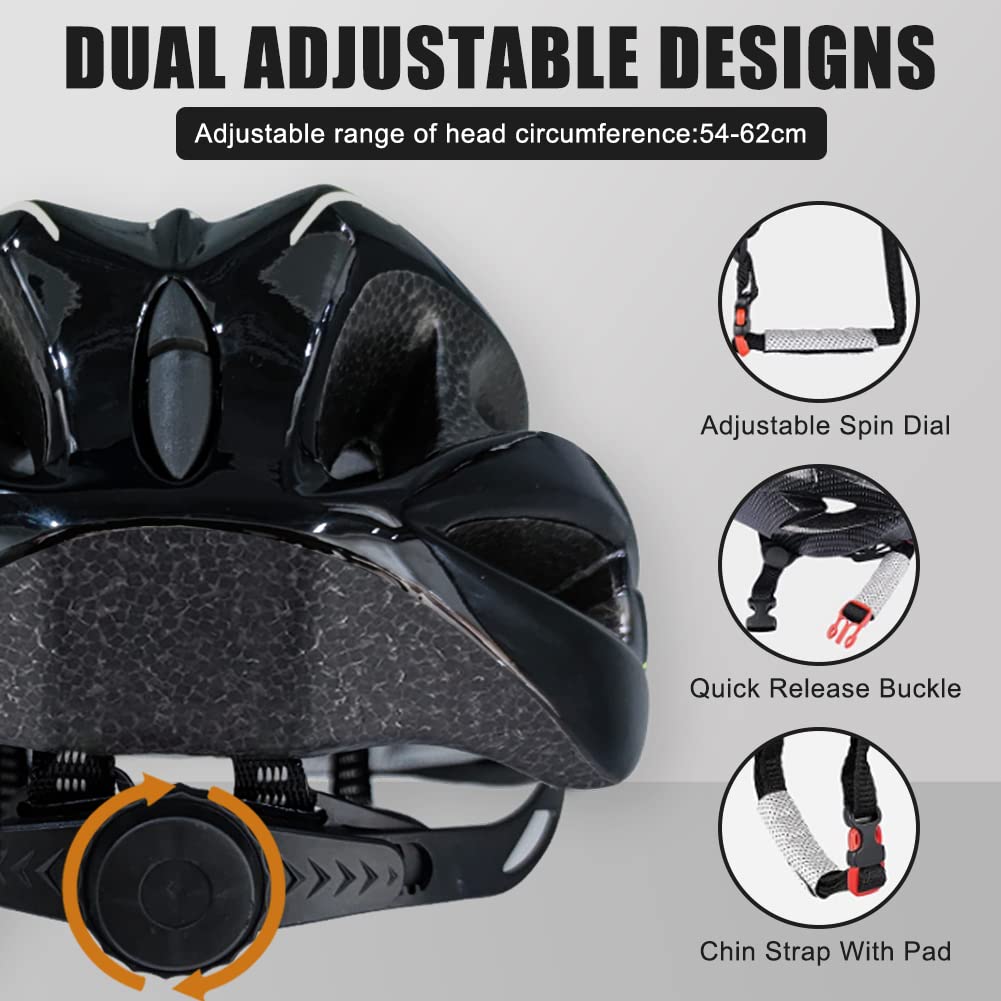 GOWIKNS Bike Helmet, Lightweight Microshell Design, Adjustable, Bicycle Helmet for Adults Youth Mountain Road Biker (Black Plus White)