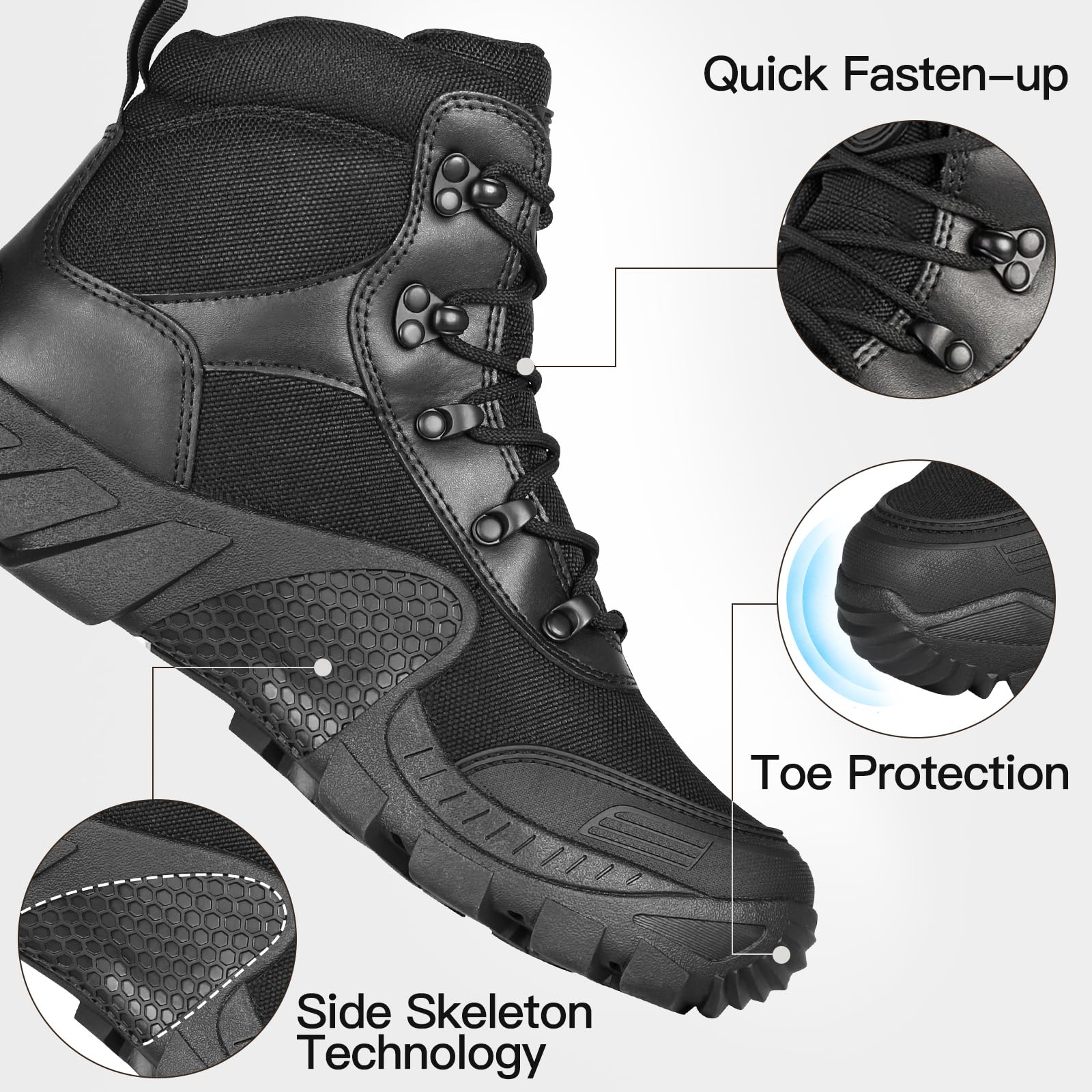 FREE SOLDIER Men's Waterproof Hiking Boots Tactical Work Boots Outdoor Lightweight Military Boots(Tan, US 12)