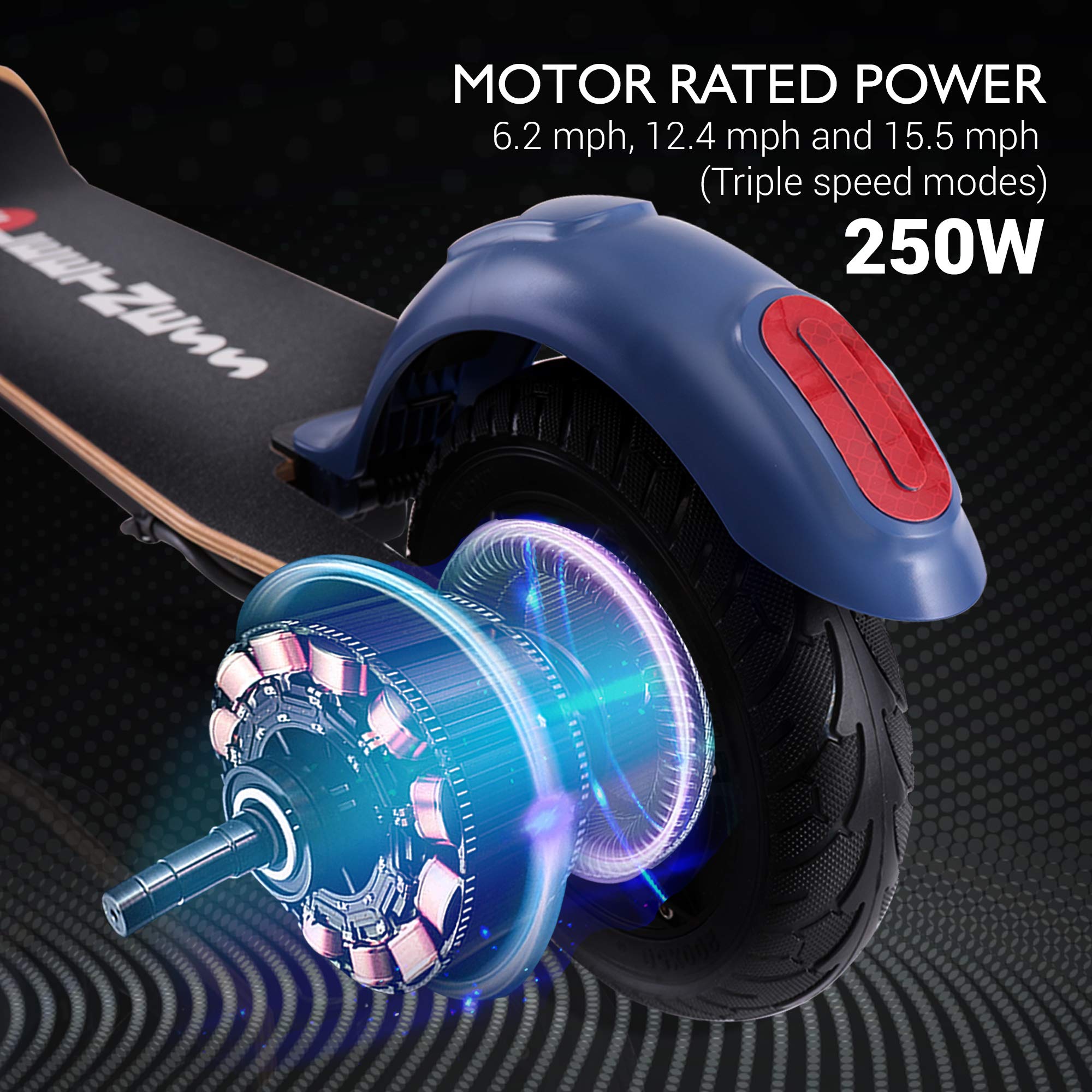 Hurtle Upgraded Portable Folding Electric Scooter - Foldable Commuter Scooter W/ 250w Motor, Inflatable Tire, LED Display, 3 Speed Up to 15.5mph, 15 Miles Range, Hand Brakes - for Adult & Kids S10