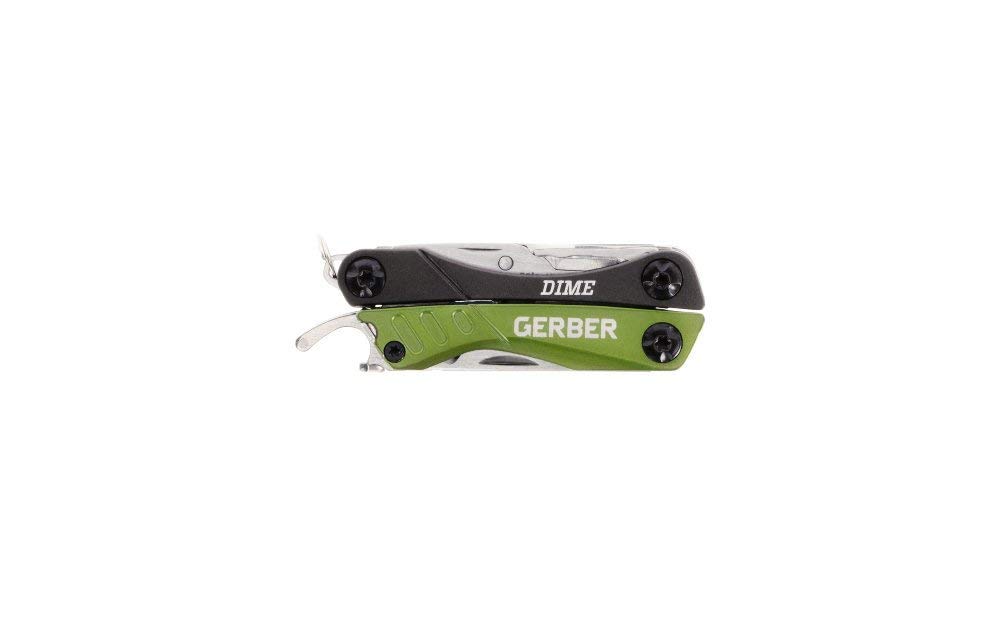 Gerber Gear Dime 12-in-1 Mini Multi-tool - Needle Nose Pliers, Pocket Knife, Keychain, Bottle Opener - EDC Gear and Equipment - Green
