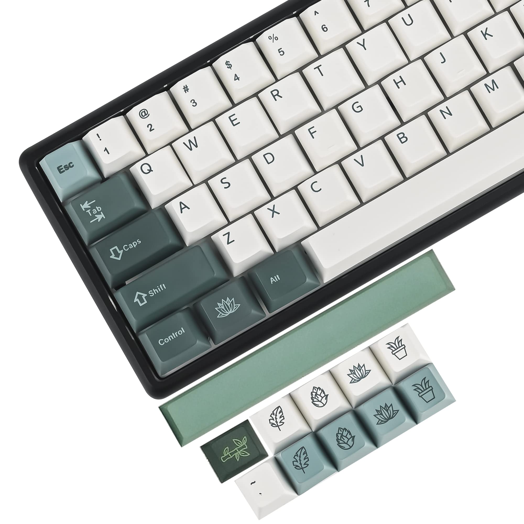 Guffercty kred PBT Keycaps 60 Percent with 6.25U Spacebar OEM Profile Double-Shot for Cherry MX Switch Mechanical Gaming Keyboard (Dolch)