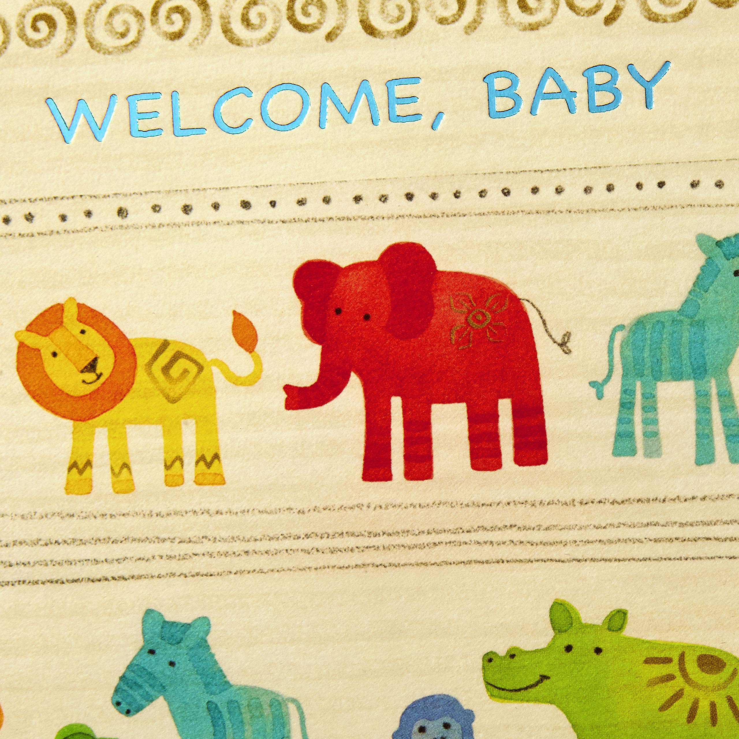 Hallmark Golden Thread Baby Shower Card (Jungle Animals)