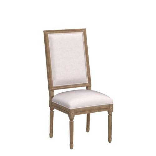Furniliving French Country Dining Chairs Set of 2, Upholstered Dining Room Chairs with Back Farmhouse Kitchen Chairs for Living Room, Kitchen, Restaurant (Beige-Square)
