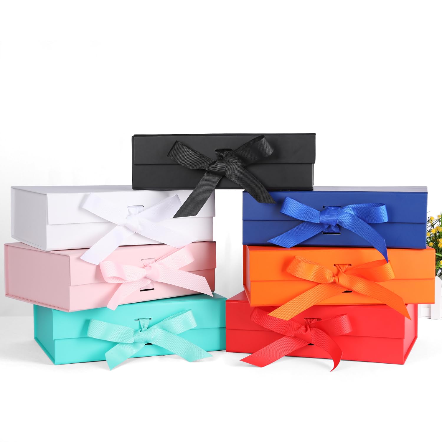 Gift Box with Ribbon, Collapsible Gift Box with Magnetic Closure Lid 8x8x4 Inches,Bridesmaid Proposal Box, Magnetic Gift Box for presents,Luxury Gift Box for Present (Blue)