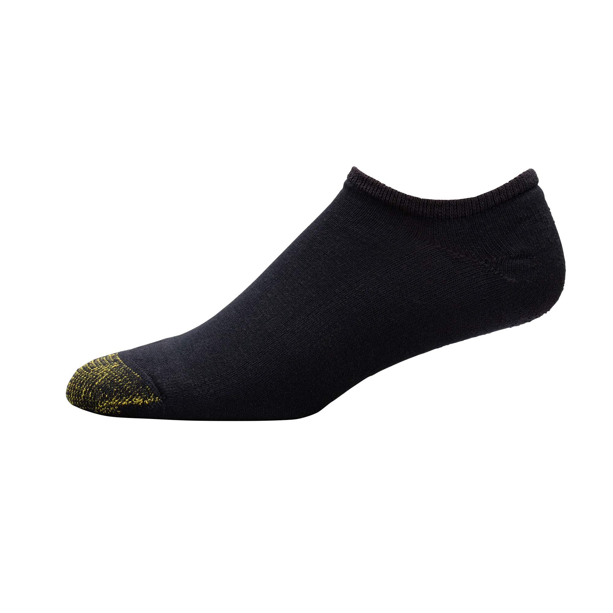 GOLDTOE Men's 656F Cotton No Show Athletic Socks, Multipairs, Black (6-Pairs), Large