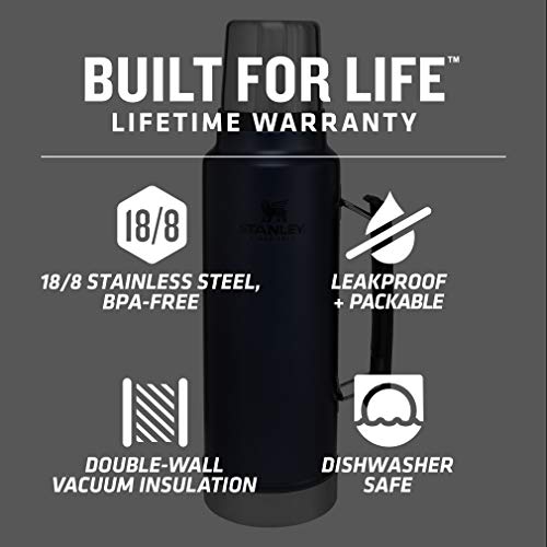 Stanley Classic Vacuum Insulated Wide Mouth Bottle, Nightfall - BPA-Free 18/8 Stainless Steel Thermos for Cold & Hot Beverages – Keeps Liquid Hot or Cold for Up to 24 Hours – Lifetime Warranty
