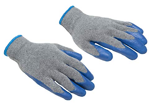 G & F Products 12 Pairs Medium Rubber Latex Double Coated Work Gloves for Construction, gardening gloves, heavy duty Cotton Blend,Blue,3100M