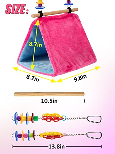 Winter Warm Bird Nest House, Double-Sided Birds Bed for Cage, Hammock Snuggle Hut with Chew Toy and Durable Wooden Stick for Cockatiels Parakeet African Grey Macaws Amazon Parrots
