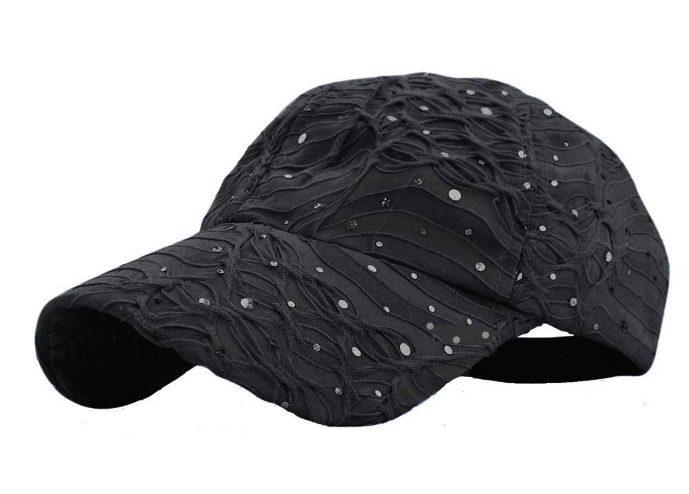 Glitter Sequin Sparkle Bling Game Baseball Cap Hat Sun Visor (White)