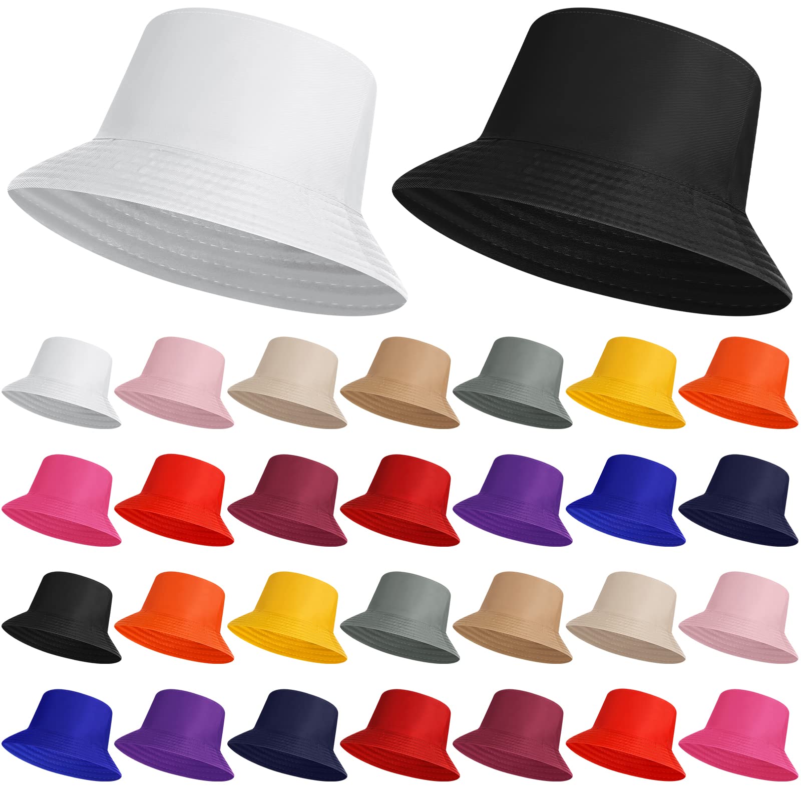 Haysandy 30 Pieces Solid Bucket Hat Bulk Packable Fishing Hats Travel Bucket Hat Beach Fishing Cap for Women Men(Multicolor)
