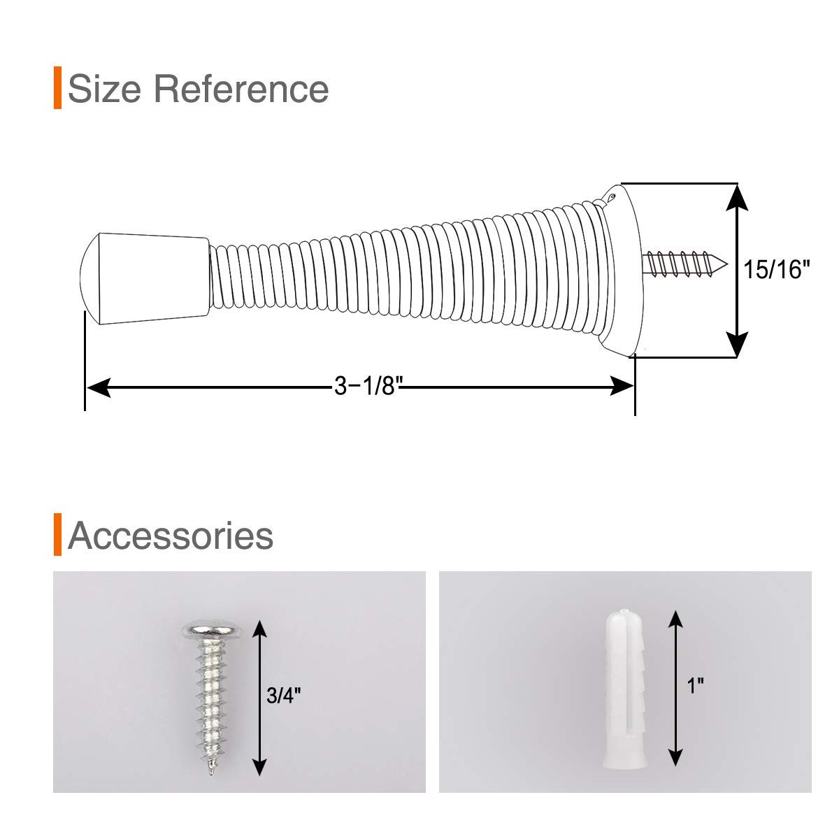 KOVOSCH 2 Pack Upgraded Spring Door Stoppers Black - Flexible Heavy Duty Screw-in Door Stop Spring, Wall Door Stopper with Black Bumper Tips