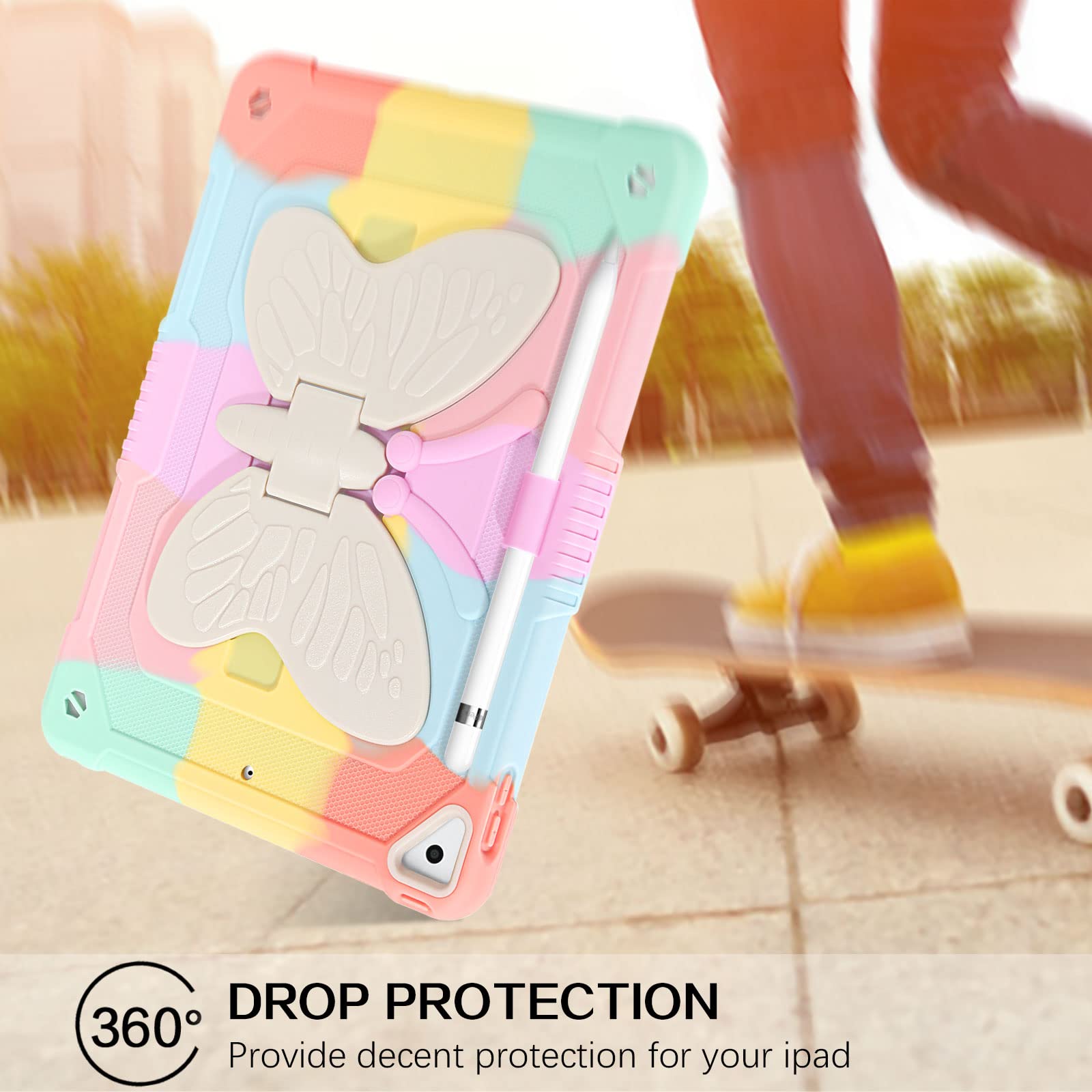 VENINGO iPad Air 2 & iPad 9.7 2017/2018 & iPad Pro 9.7 Case, iPad 5th/6th Generation Case, 2 in 1 Rugged Full Body Shockproof Protective Girls Women Tablet Cover with Stand Pen Holder, Colorful Pink