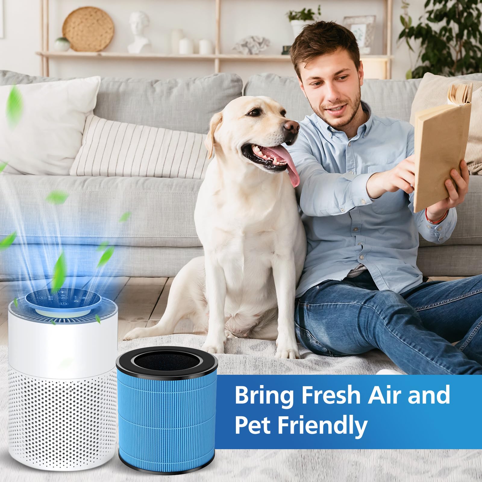 H201 True HEPA Filters Compatible with Homvana H201 and TEC.Bean JH50G-M Air Purifier, 3-in-1 High efficiency H13 True HEPA H201 Replacement Filter 2 Pack