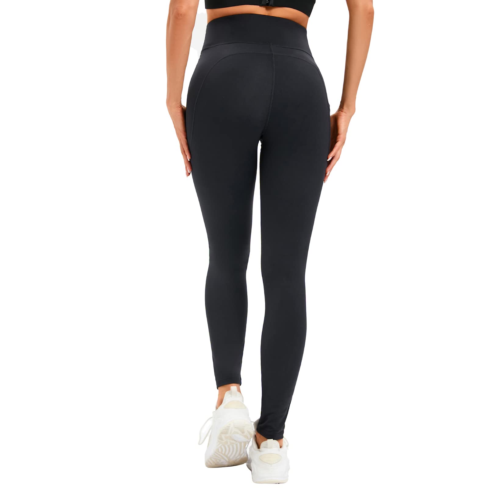jorkolala Woman‘s Yoga Pants with Pockets Tummy Control, 4 Ways Stretch Workout Running Yoga Leggings Black