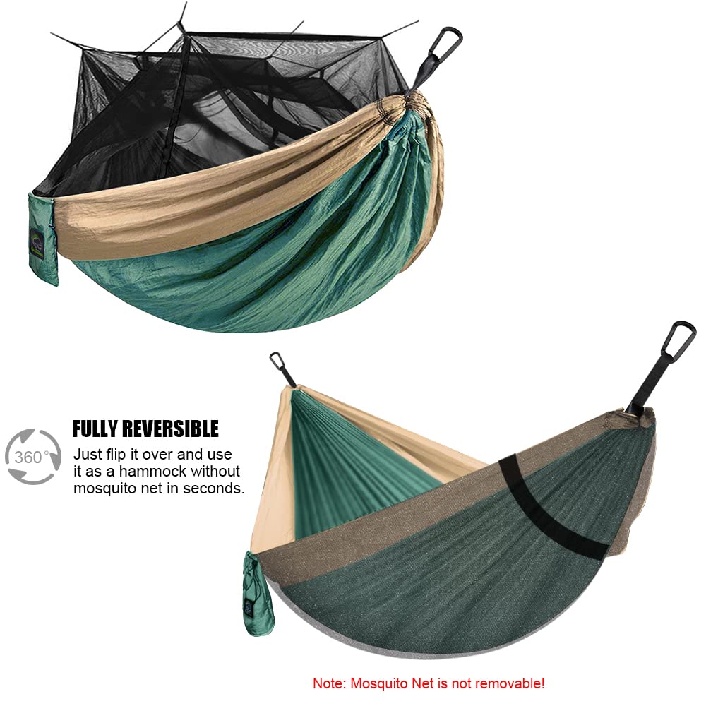 Grassman Camping Hammock Mosquito Net, Portable Hammock with Net Single, Hammock Tent for Travel Camping, Camping Accessories for Indoor, Outdoor, Hiking, Backpacking, Backyard, Beach Green