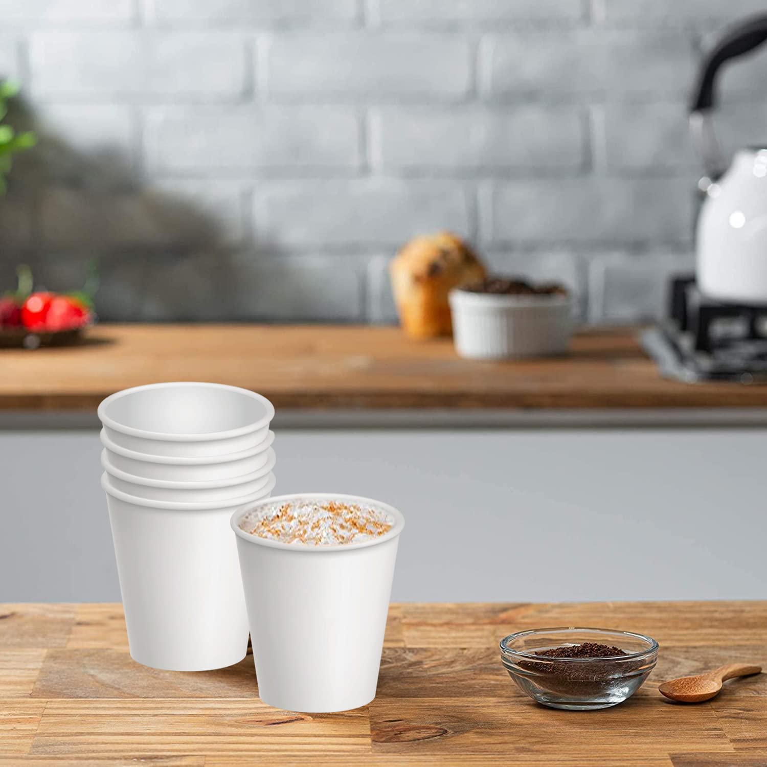 Hulless 100 Pcs 8 Oz Disposable Paper Cups Beverage Drinking Cup Paper Coffee Cups for Hot, Cold Beverages, Water, Juice, Coffee, Tea, Picnic and Party
