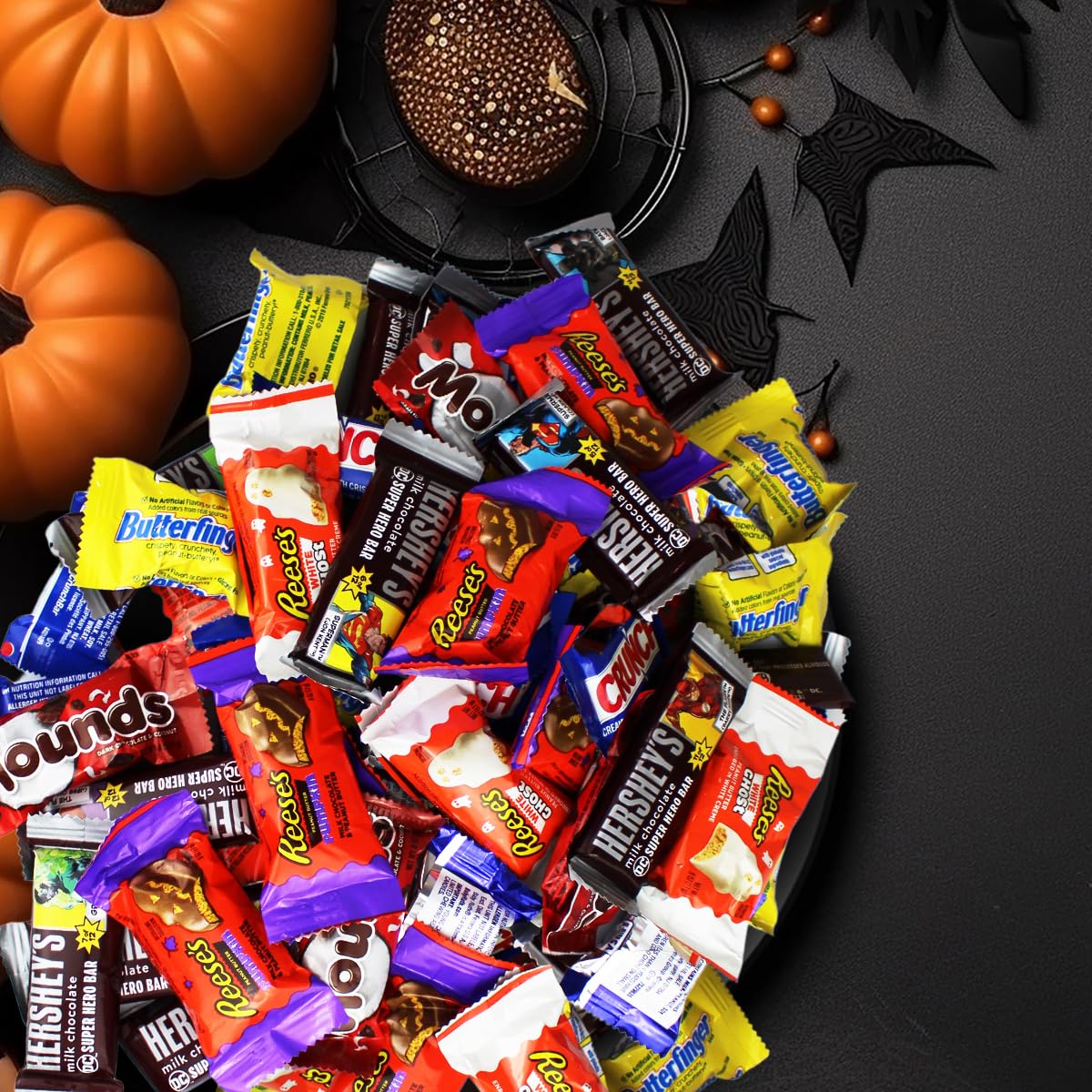 Halloween Chocolate, assorted Halloween Candy Individually Wrapped: Variety Pack With Hershey's Bars, Reese'sPumpkins, Mounds, Reese'sGhosts And More, 5 Pound