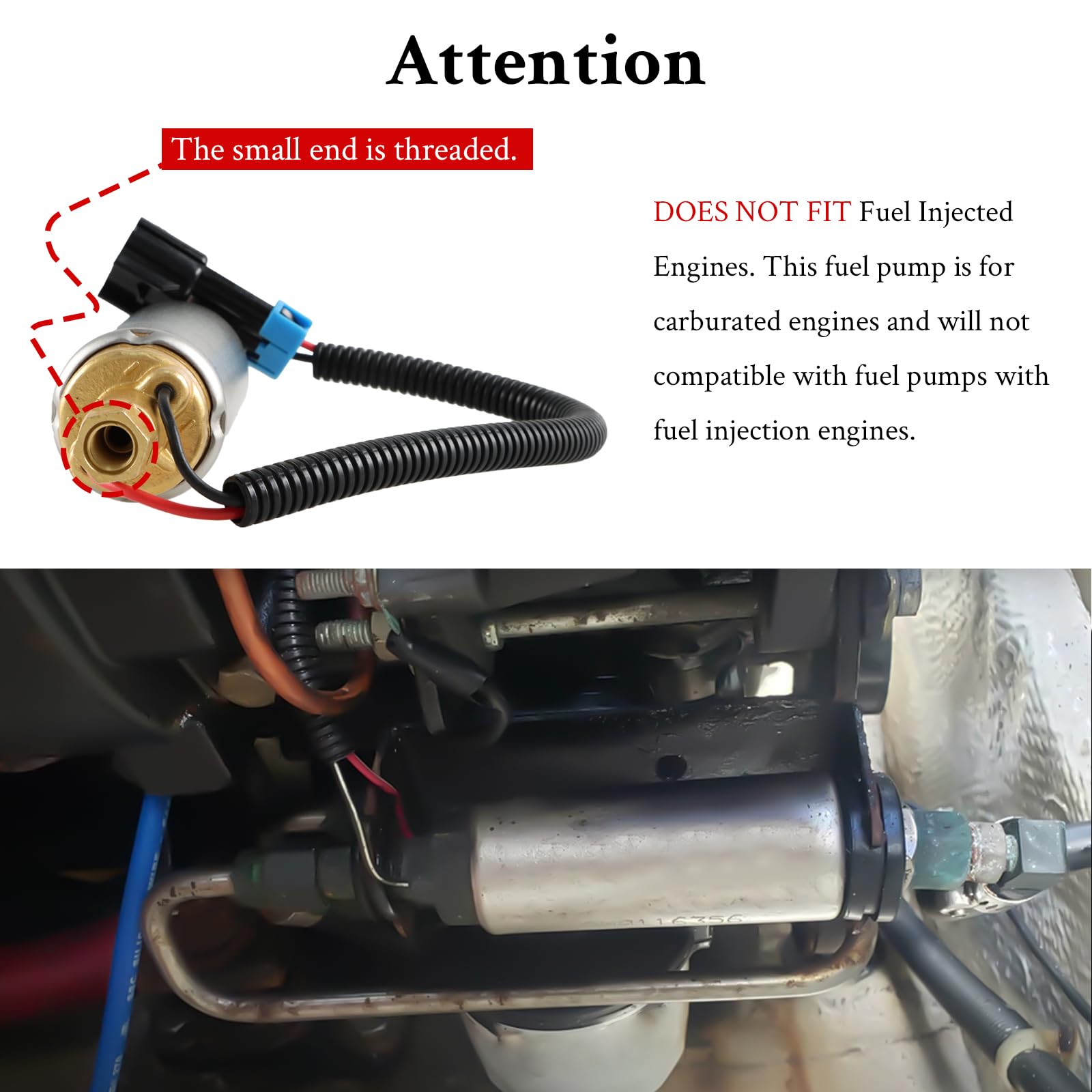 FUSCH Electric Low Pressure Fuel Pump Compatible with Mercury Mercruiser Marine Boat 4.3L 5.0L 5.7L V6 V8 with Carburetor Engines Replaces#:935432 18-8868 861155A3