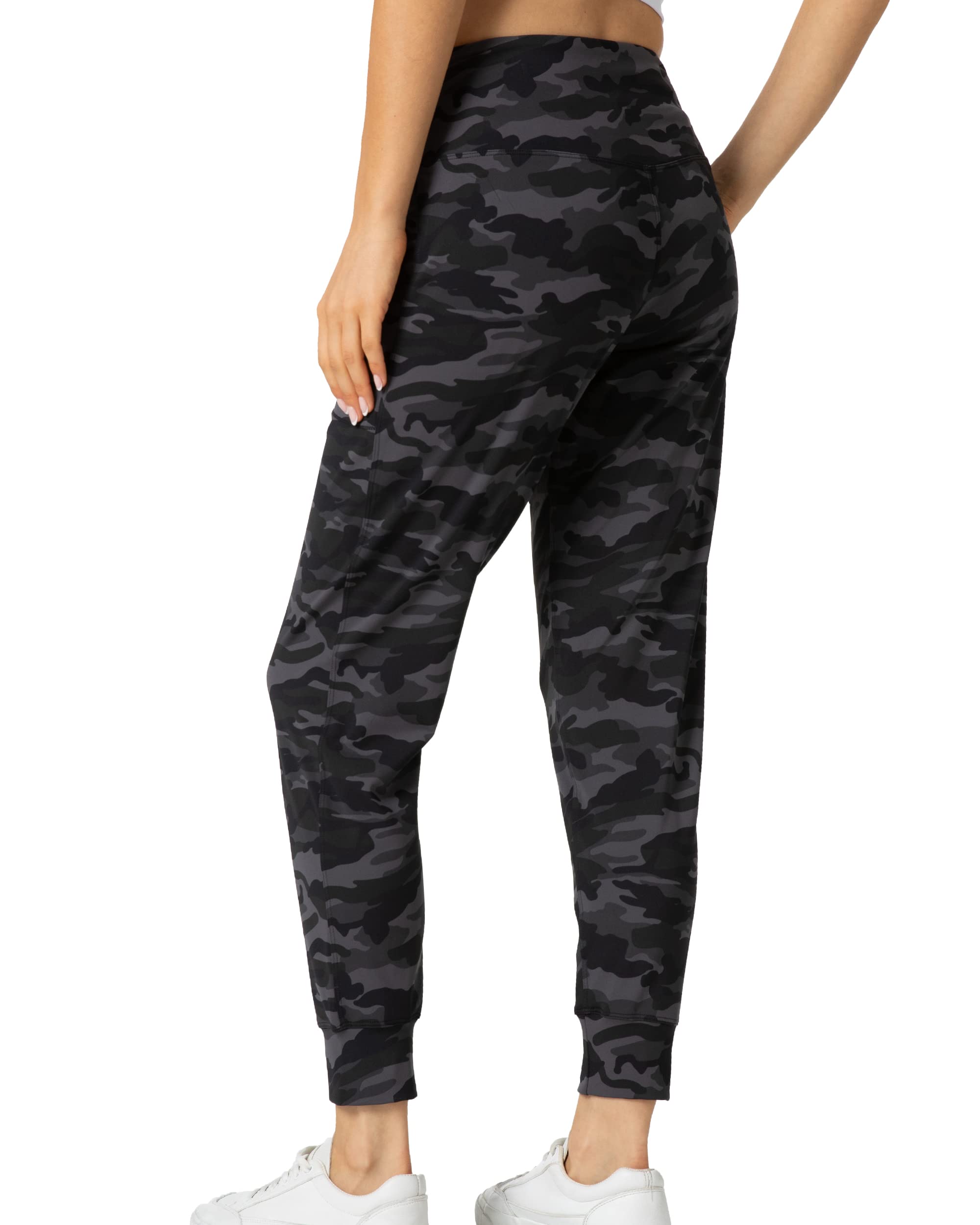 Kcutteyg Womens Joggers with Pockets High Waisted, Lightweight Quick Dry Athletic Workout Soft Pants for Gym, Yoga, Running (Black Camo,Small)