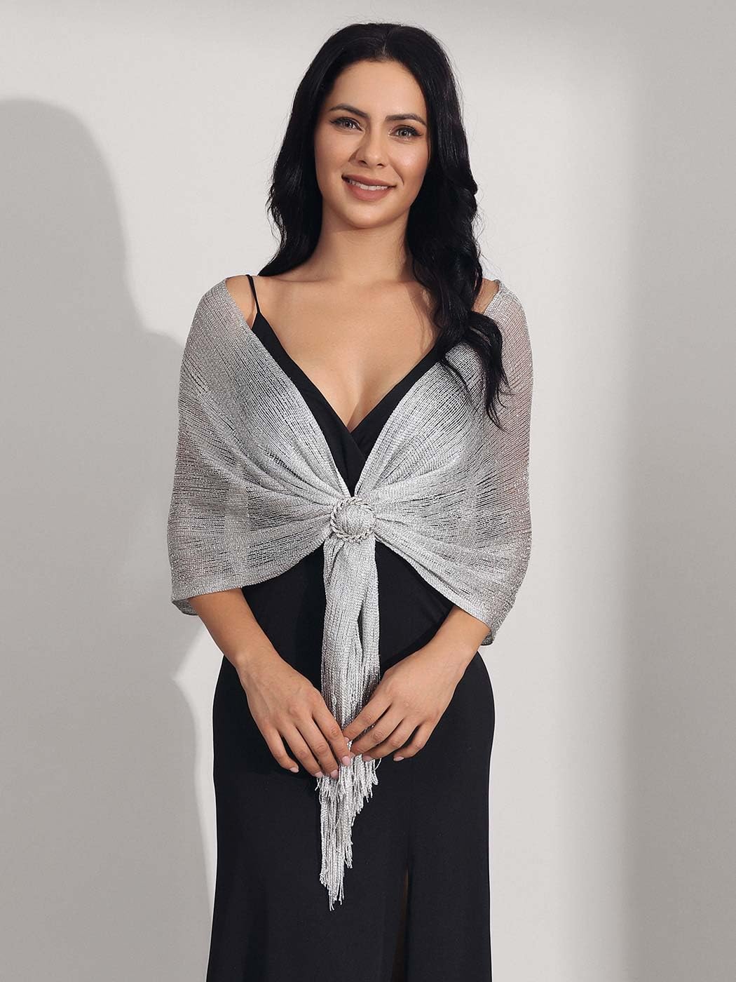 GORAIS Women Shawls and Wraps for Evening Dresses Wedding Scarf Formal Shrug with Rhinestone Buckle for Bride and Bridesmaids