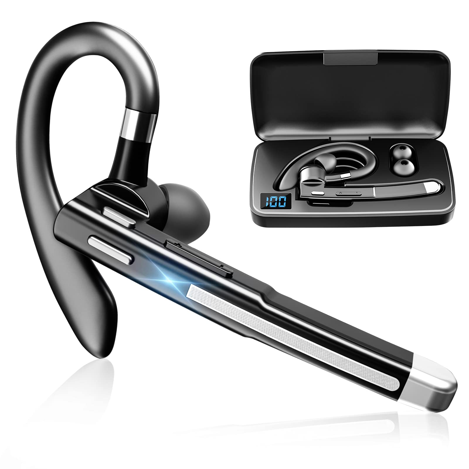 GOSCIEN Wireless Earbuds, Headphones Wireless Immersive Bass Sound Bluetooth 5.1 Headphones with Noise Cancellation Mic, IPX7 Waterproof Bluetooth Earphone with Charging Case for iPhone/Android