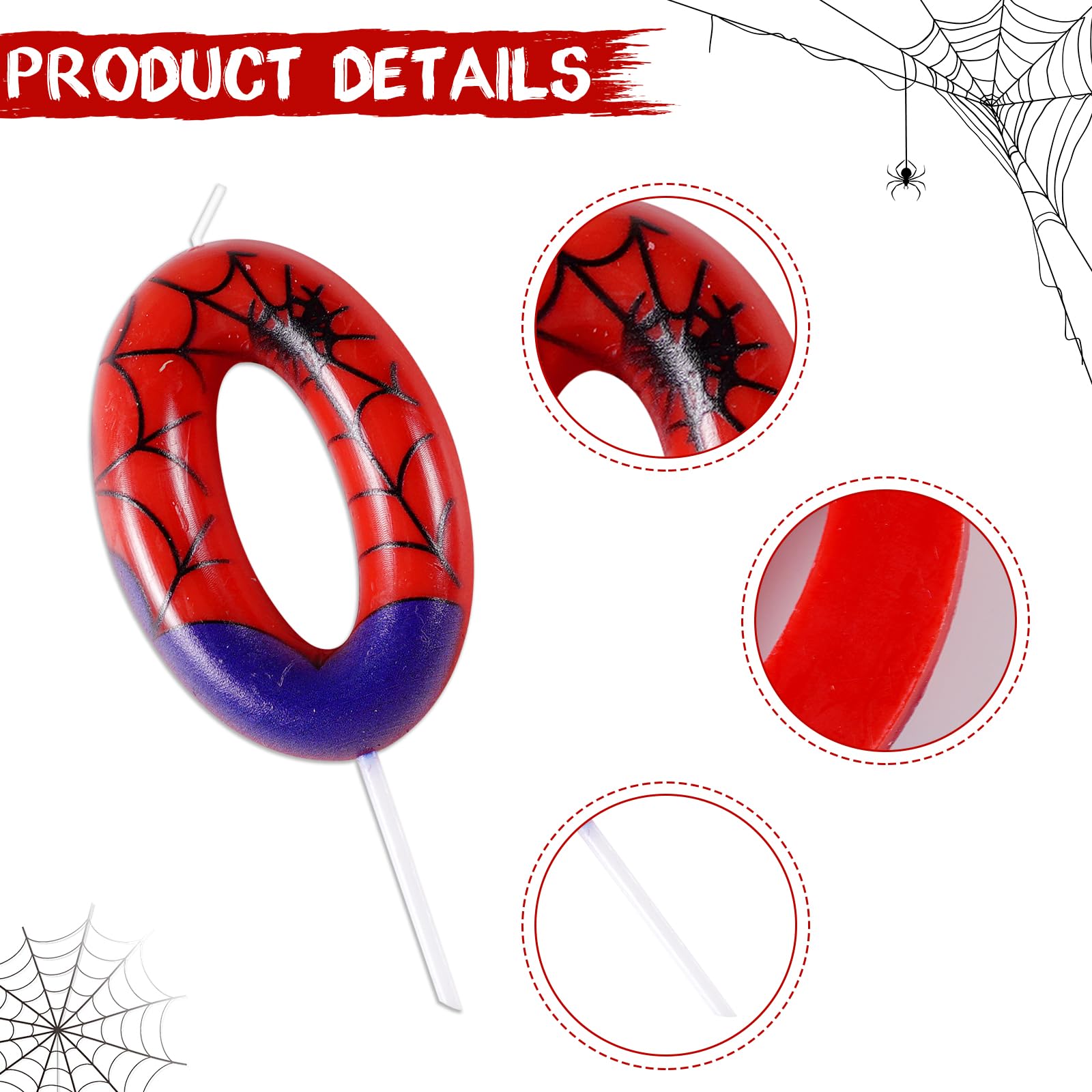 Spider 3rd Birthday Candle, Red Spider Number 3 Cake Candle Birthday Cake Topper for Spider 3rd Birthday Party Decorations