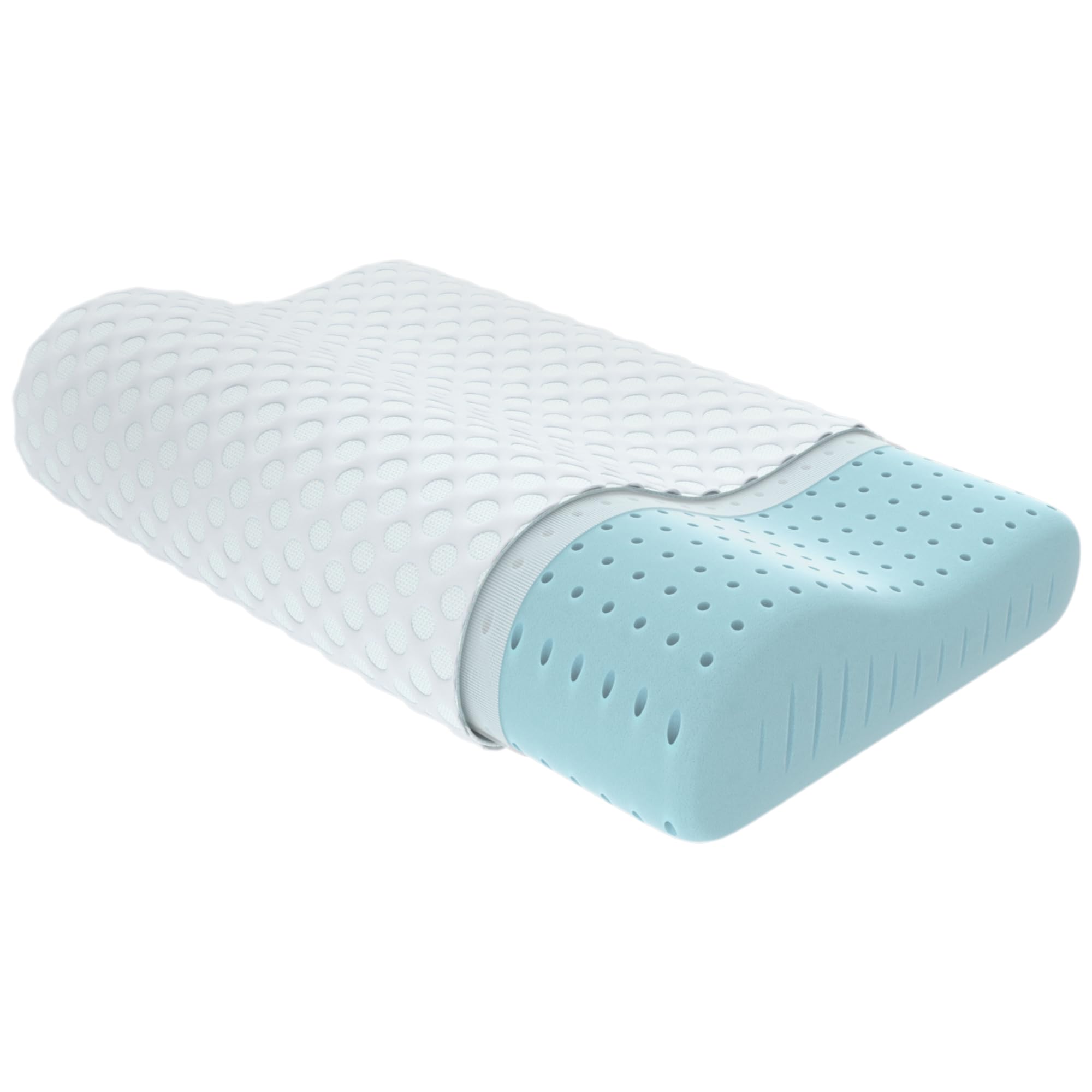 Hcore Contour Memory Foam Pillow for Neck Pain - Cervical Neck Pillow for Sleeping, Side Back Stomach Sleepers - Firm Contoured, Tencel Cover - Ventilated Breathable - CertiPUR-US