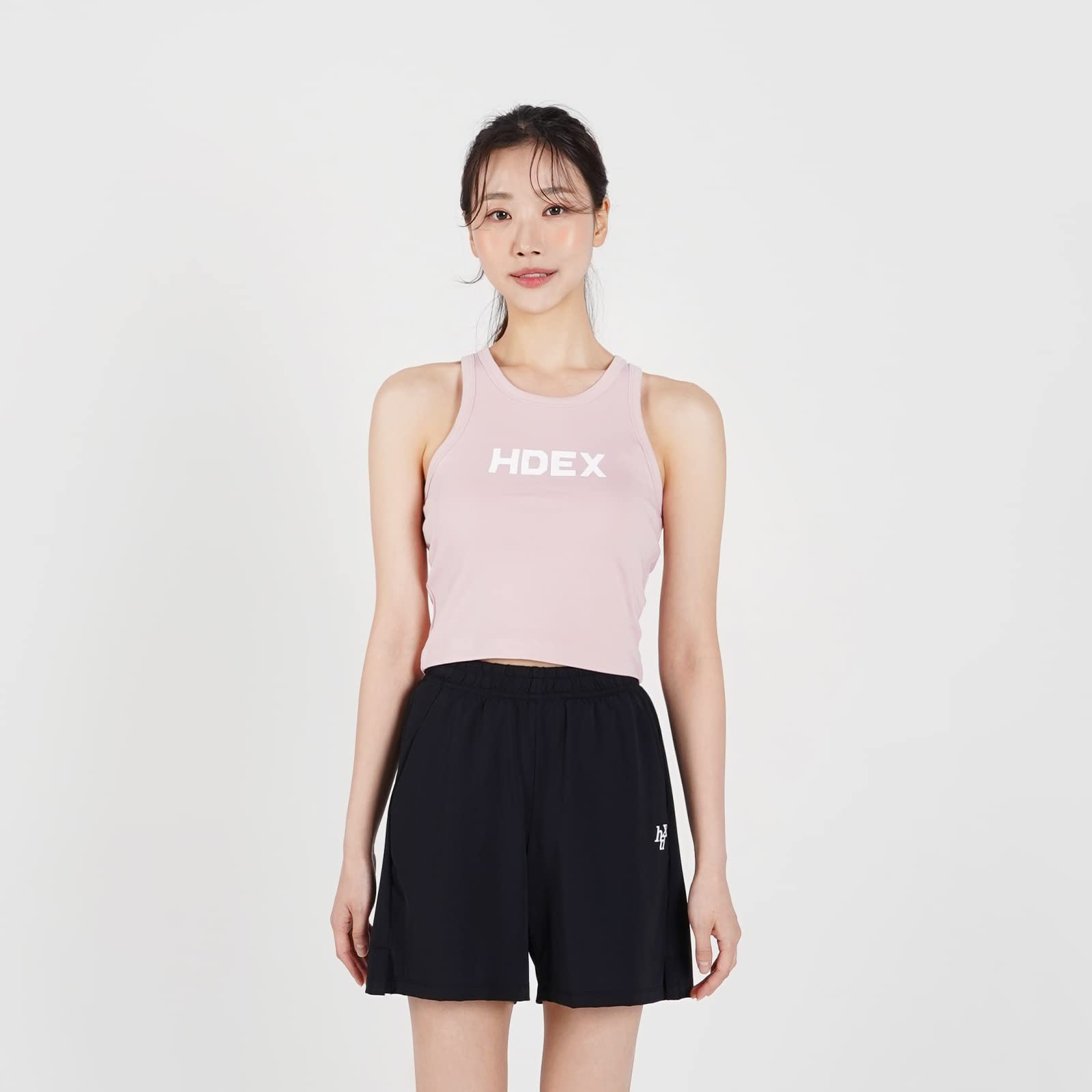 HDEX Women’s Main Logo Crop Tank Tops Workout Gym Basic Sleeveless Vest (Black/White/Light Pink/Mustard Yellow/Light Blue)