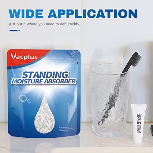 Vacplus Moisture Absorbers 12 Pack, Standing Humidity Packs for Narrow Flat Surfaces, Effective Closet Dehumidifier with Visible Water Level for Bathrooms, Kitchens & Bookshelves, Fragrance-Free