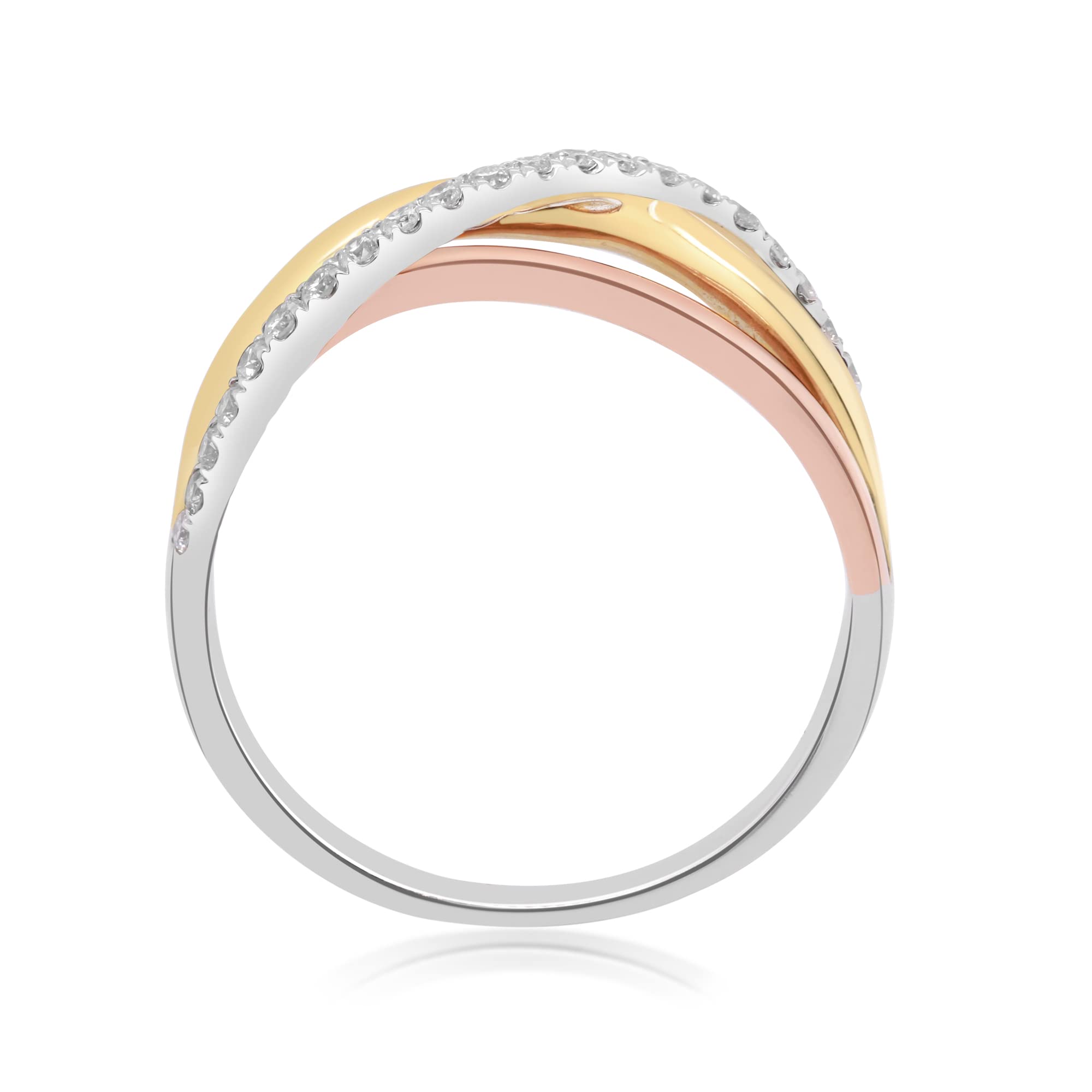 Gin & Grace 10K Three Tone Gold Natural White Diamond Ring for women | Ethically, authentically & organically sourced (Round-cut) shaped Diamond hand-crafted jewelry for her | Diamond Ring for women