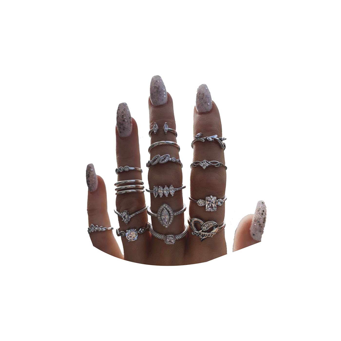 Gold Knuckle Stackable Rings Set for Women Boho Vintage Finger Rings Peak Sea Wave Compass Turquoise Lotus Sunflower Star Leaf Heart Knuckle Rings Mini Joint Finger Multiple Rings SIze Mixed (15Pcs:Silver)