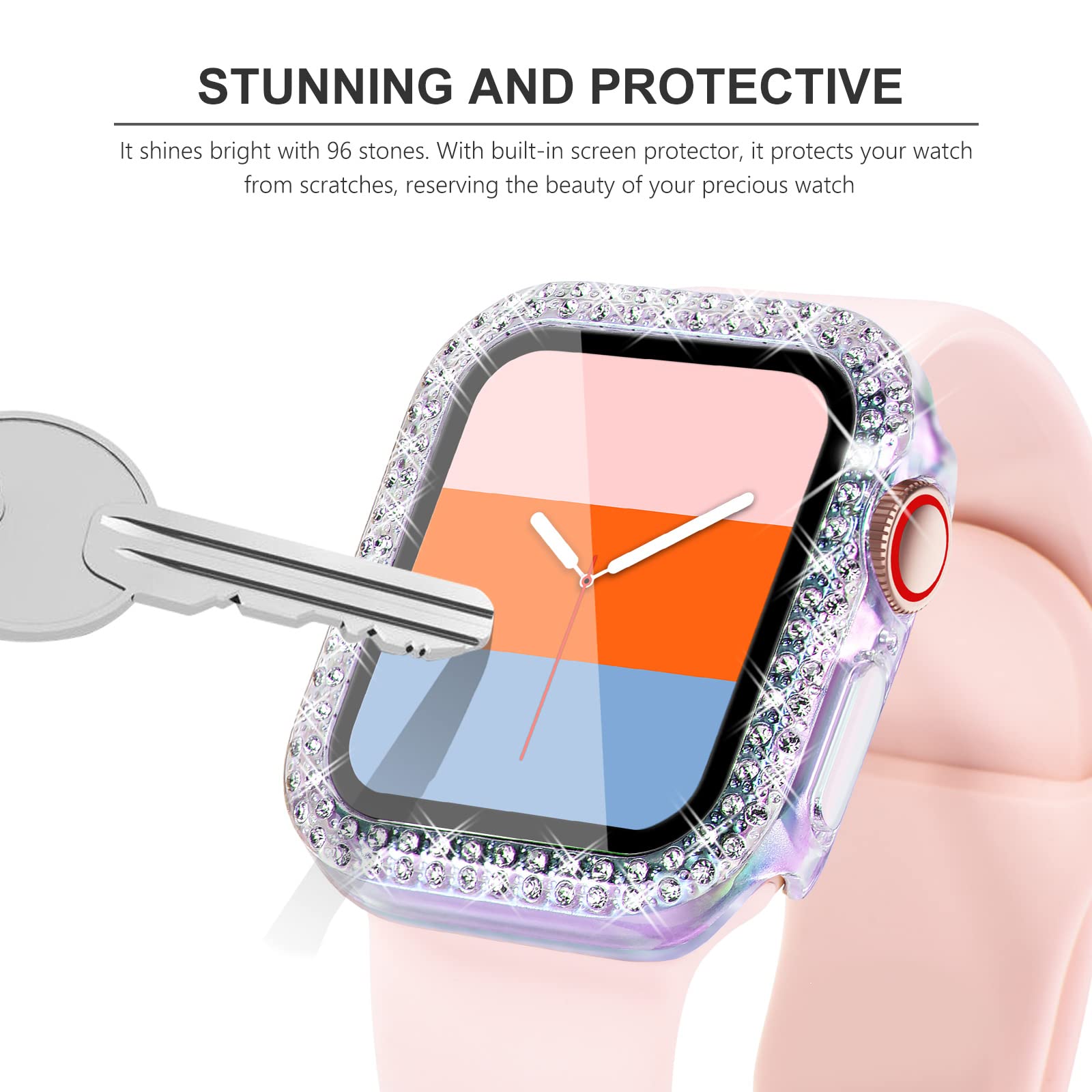 KADES Compatible for Bling Apple Watch Protective Case with Built-in Screen Protector for Apple Watch 38mm iWatch Series 3 2 1 (38mm, Elf)