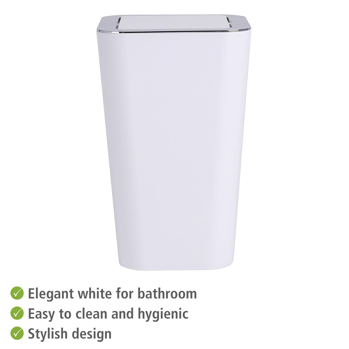 WENKO Small Trash Can with Swing Top Lid, Mini Waste Basket, Stylish Garbage Bin for Bathroom, Bedroom, Kitchen, 1.6 Gallon, 7.1 x 11.2 x 7.1 in, White