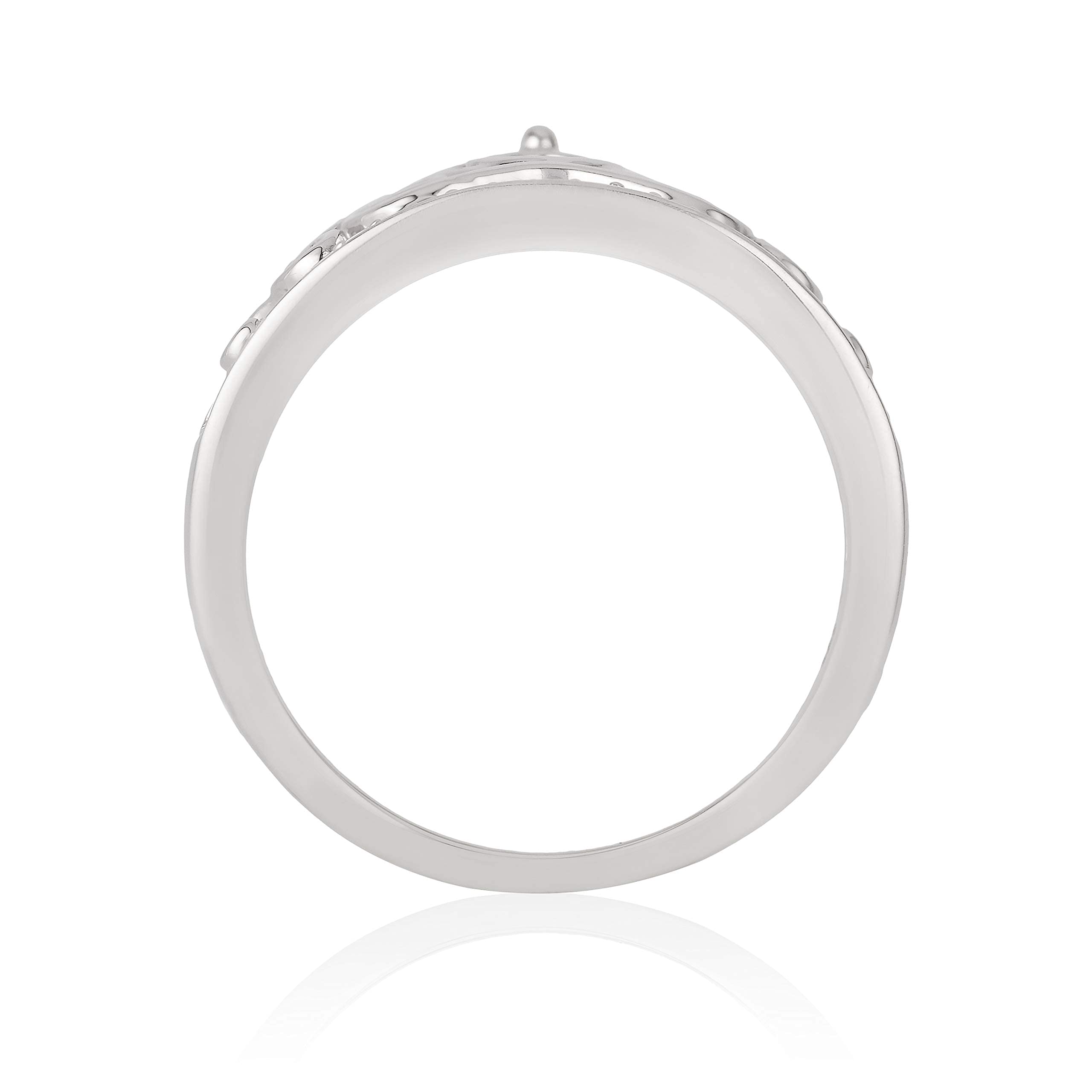 Jewelili Enchanted Disney Fine Jewelry Sterling Silver 1/10 Cttw Natural White Diamonds Cinderella Tiara Ring Size 6