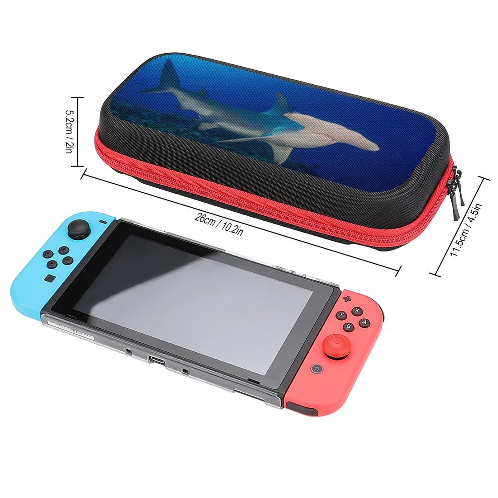 Hammerhead Shark in Wild Travel Carrying Case Game Bag for Nintendo Switch Console Accessories Holds 20 Game Card Bag
