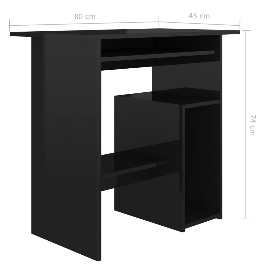 Home Computer Desk with Keyboard Tray,Efficient Home Laptop Notebook Computer Desk,Student Wooden Gaming Desk Home Desktop Study Table with Shelves,for Small Space, Bedroom.High Gloss Black