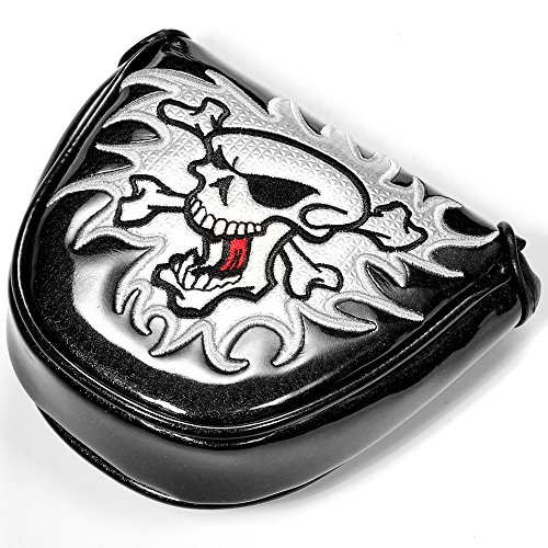 Golf Skull Skeleton Black Mallet Putter Cover Headcover for Odyssey Scotty Cameron Taylormade (Black)