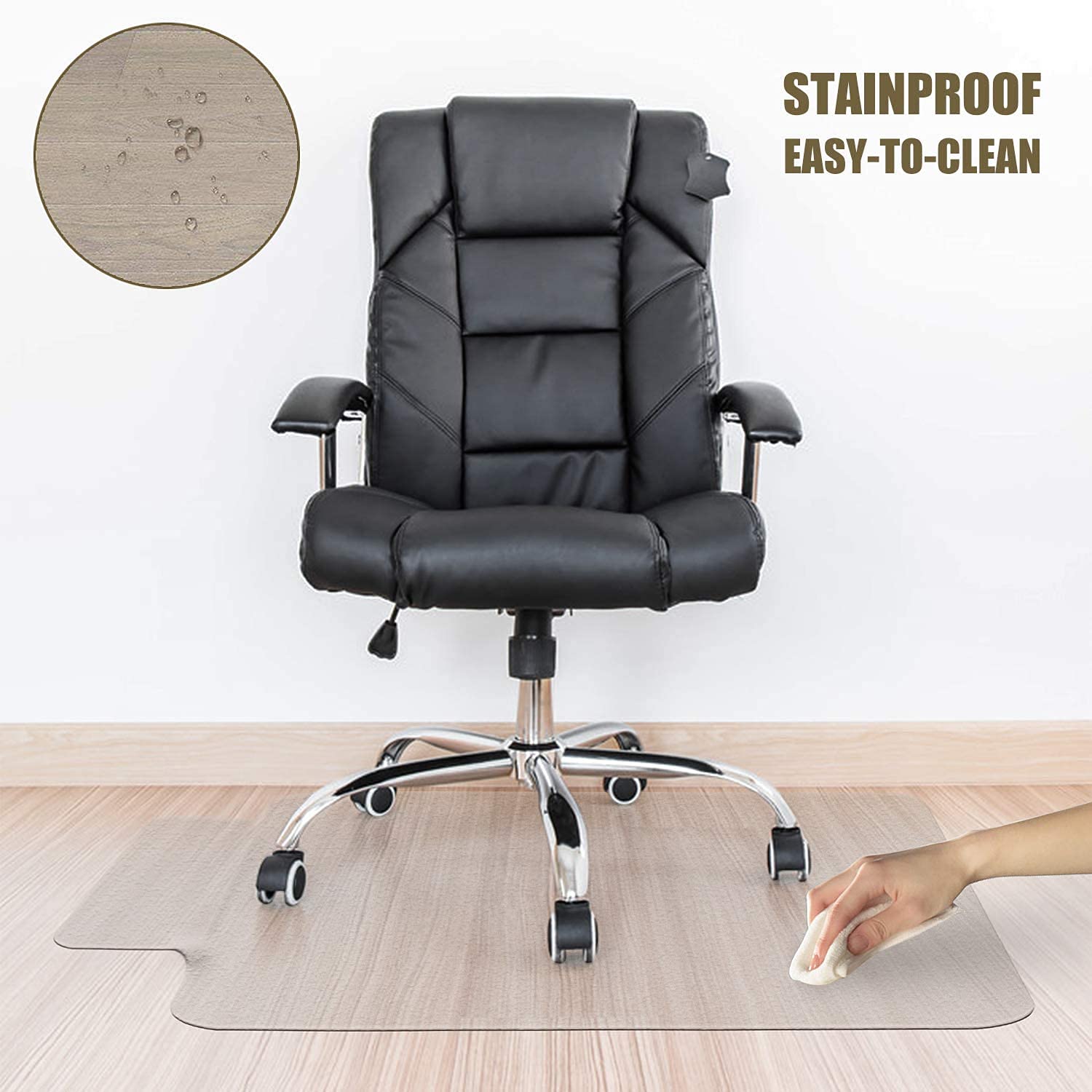 Kuyal Chair Mat, Rolling Chair Mat for Hardwood Floor, 36" X 48" Transparent PVC Home Office Floor Protector Mat (36" X 48" with Lip)