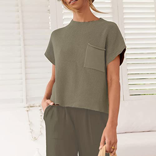 Women's Two Piece Outfits Sweater Sets Knit Pullover Tops and High Waisted Pants Tracksuit Lounge Sets cargo pants women 2023 outfits