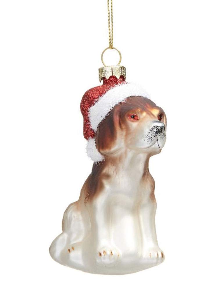 Glucksteinhome Holiday Charms Beagle Dog with Santa Hat Ornament