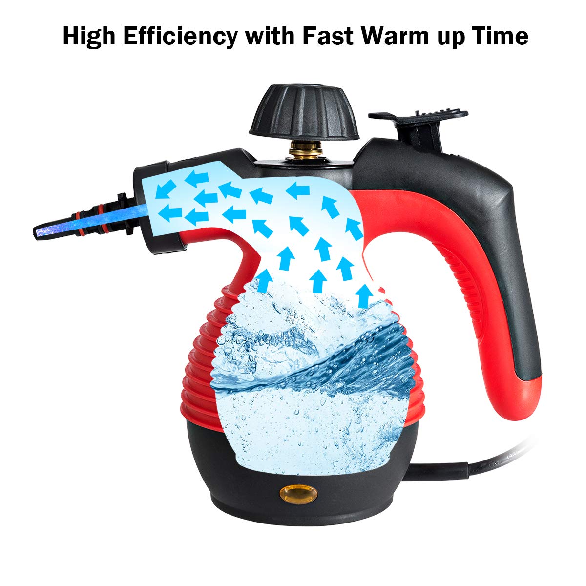 Goplus Handheld Pressurized Steam Cleaner with 9 Piece Accessories, Multipurpose Steamer w/Safety Lock for Carpet Curtain Car Seat, 1050W Portable Upholstery Steamer for Home Kitchen Bathroom(Red)