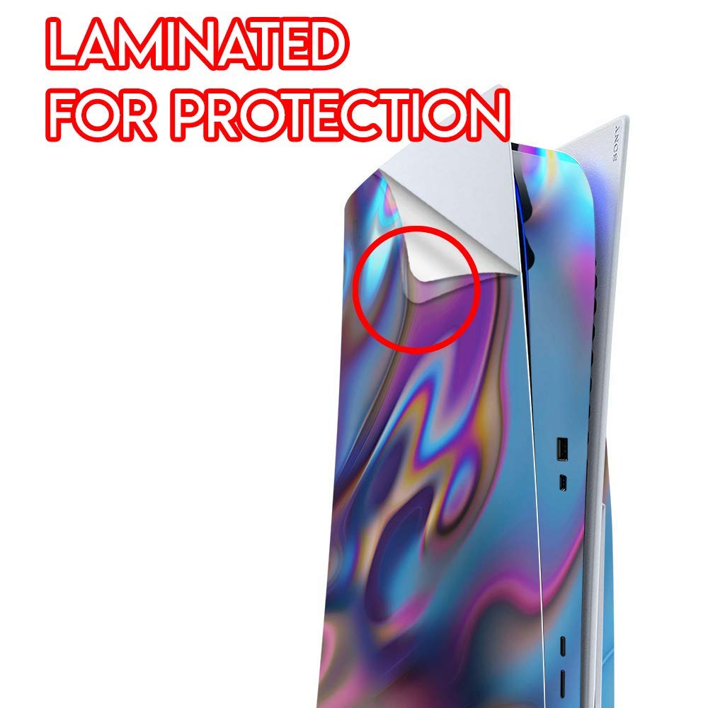 ITS A Skin Skins Compatible with Sony Playstation 5 Console Disc Edition - Protective Decal Overlay Stickers wrap Cover - Opalescent Resin Marble Oil Slick
