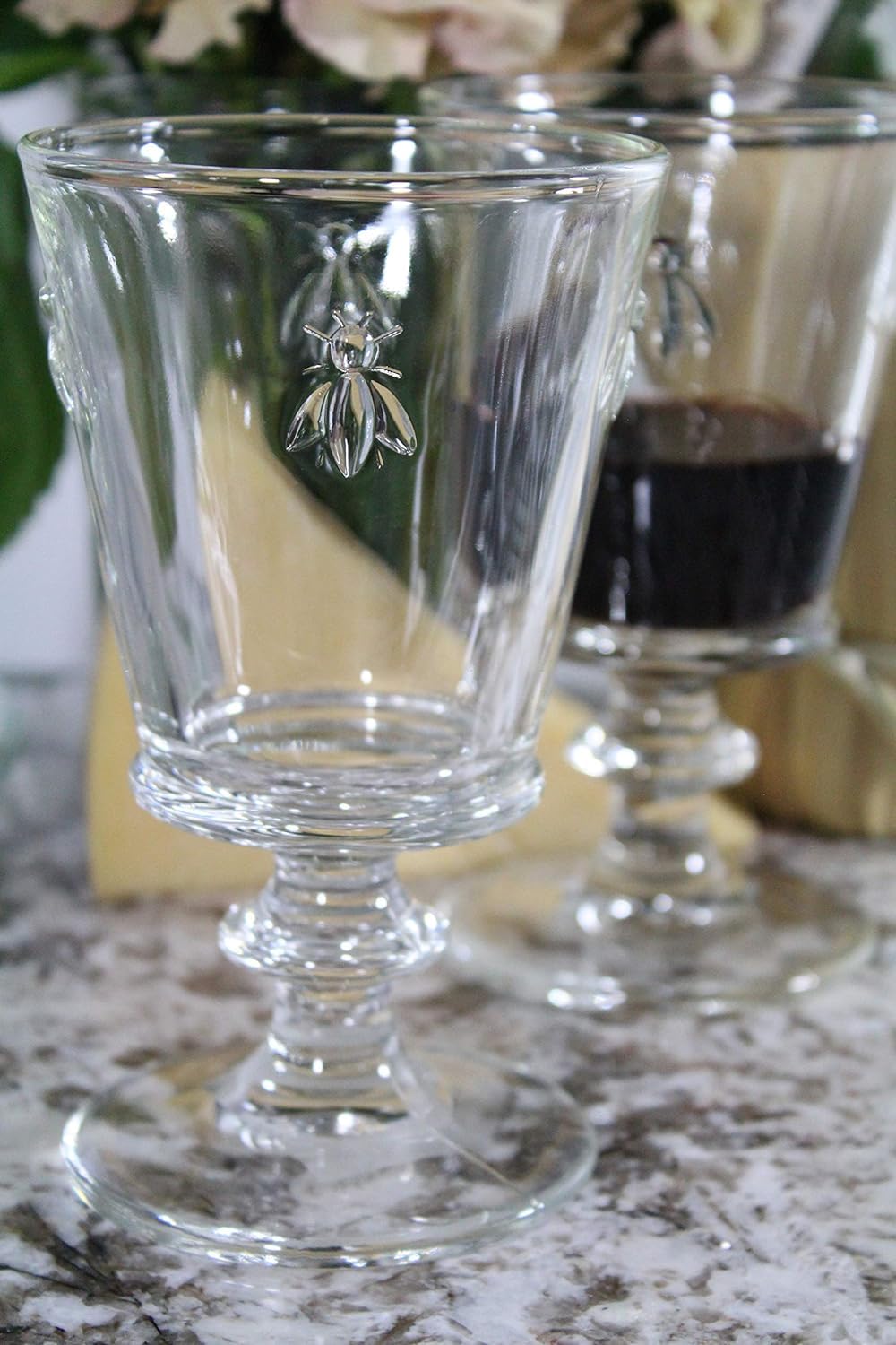 La Rochere Napoleon Bee 12 oz Wine Tasting Glasses - Set of 6. Iconic French Wine Glasses w/ the French Bee Embossed Design