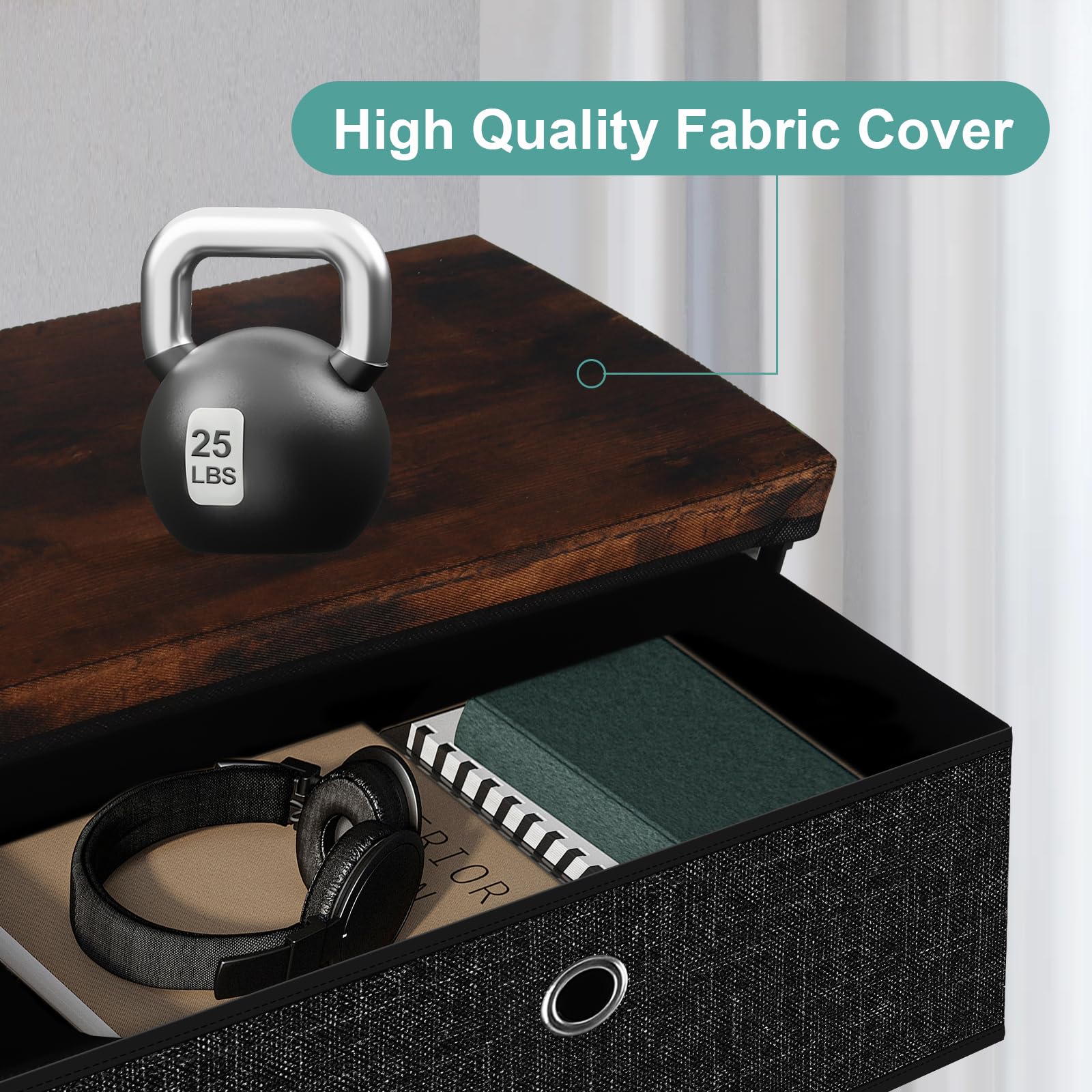 VASICAR Nightstand with 4 Drawers, Clothes Storage Organizer, Small Fabric Dresser for Bedroom, Closet, Entryway, Hallway, Nursery, Dorm
