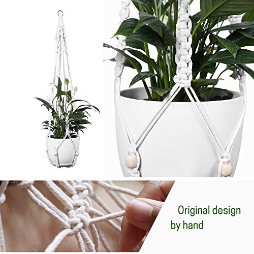 VISEMAN Macrame Plant Hanger-Outdoor Indoor Hanging Planter Holder/Hanging Basket Flower Hangers Cotton Rope with Bead for Home Decor
