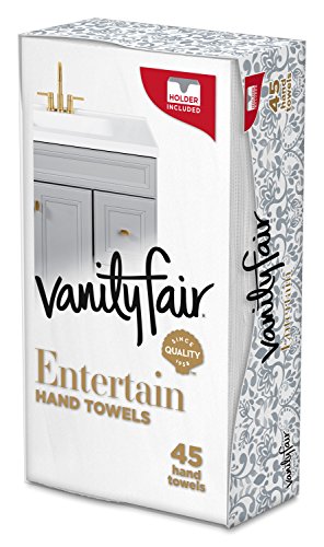 Vanity Fair Entertain Disposable Hand Towel, 45 Paper Hand Towels, Includes Holder (Holder Design May Vary)