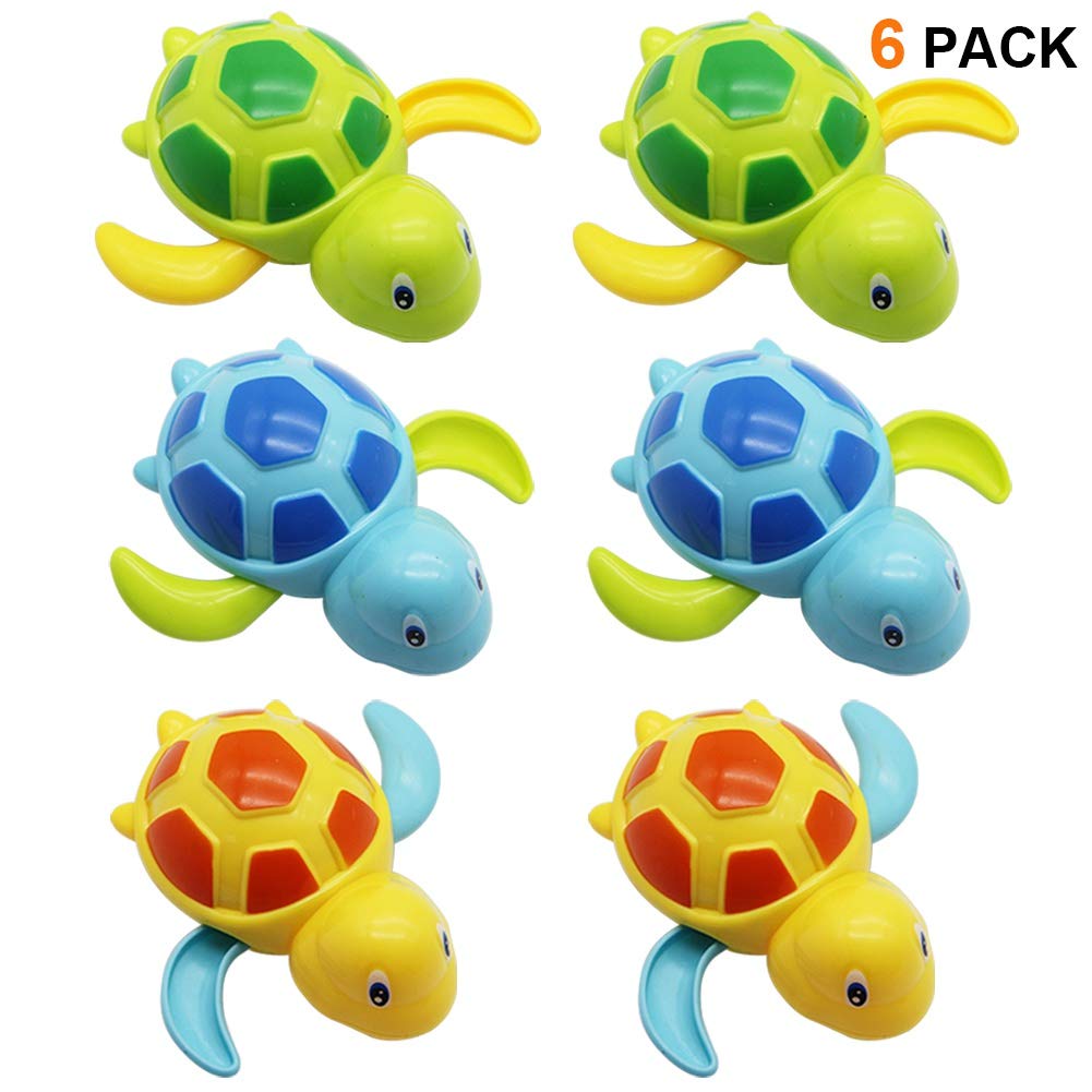 Happy Trees 6 Pcs Bath Turtle Toy, Wind-Up Swimming Turtles, Bathtub Turtle Water Toy for Baby Toddler