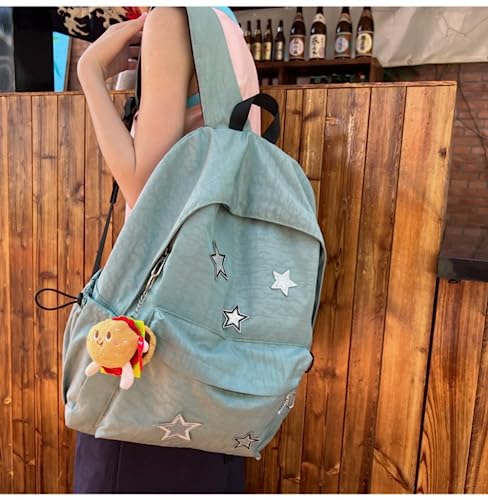 ZHSteveG Cute Backpack Star Large Capacity Kawaii Aesthetic Backpack Cute Mochilas Daypacks (green)